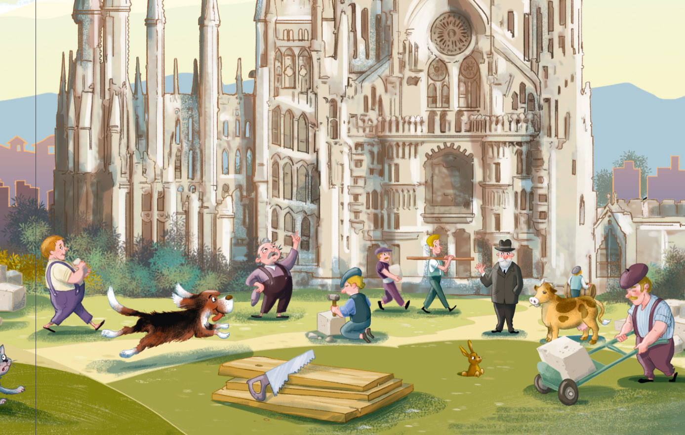 Nina, Sam, mou et Antoni Gaudí présentent